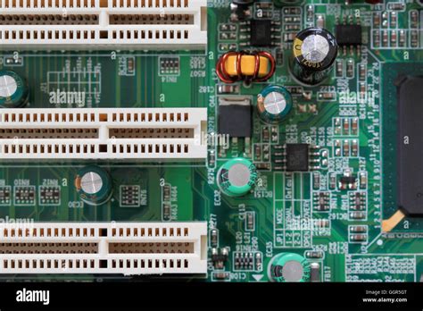 Socket Electronics Components On Pc Computer Mainboard And Have Concept About Technology Stock