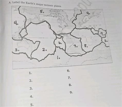 A Label The Earths Major Tectonic Plates 1 6 StudyX