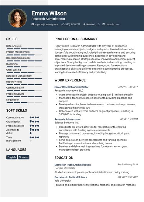 Research Administrator Resume Example For 2025 How To Craft A Winning Cv Cvdesigner Ai