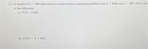 solved 1 a sample of n 100 observations is drawn from a