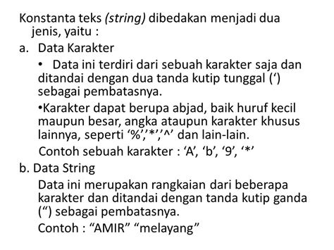 Jenis Tipe Data C