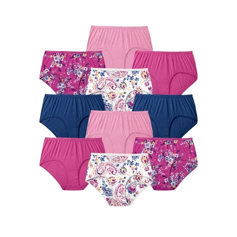 Comfort Choice Comfort Choice Womens Plus Size 10 Pack Pure Cotton Full Cut Brief Underwear