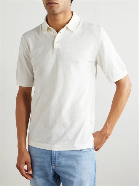 Eleventy Garment Dyed Cotton Polo Shirt White Eleventy