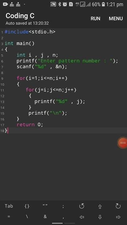 C Programming Number Pattern Triangle Number Pattern Print In C