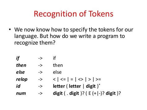 Recognition Of Tokens