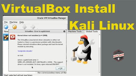fix kernel driver not installed virtual box on kali linux modprobe vboxdrv youtube