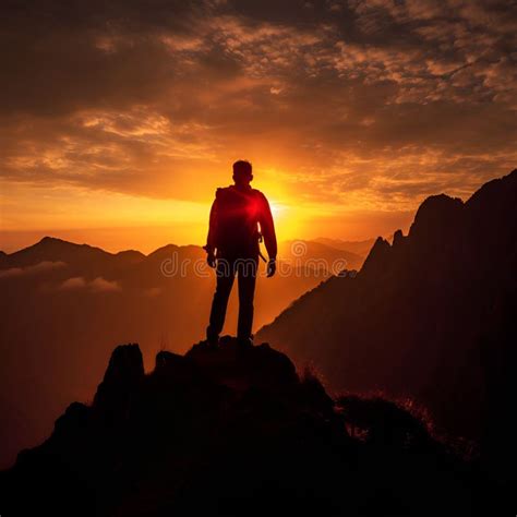 The Sun Setting On A Person With Their Back To Camera Stock Image