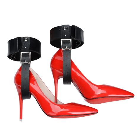 Leather Bondage Restraints High Heel Locking Belt Adult Bdsm Flirting