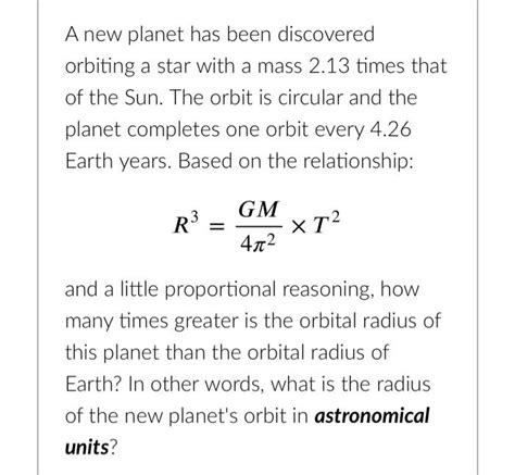 Solved A New Planet Has Been Discovered Orbiting A Star With