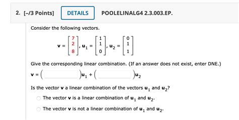Solved Consider The Following Vectors
