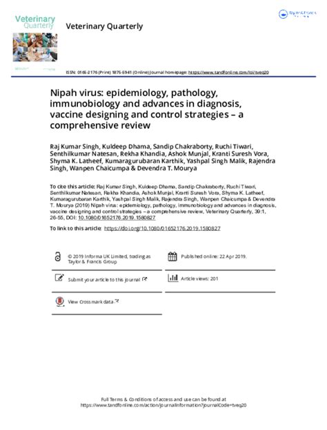 Pdf Nipah Virus Epidemiology Pathology Immunobiology And Advances In Diagnosis Vaccine