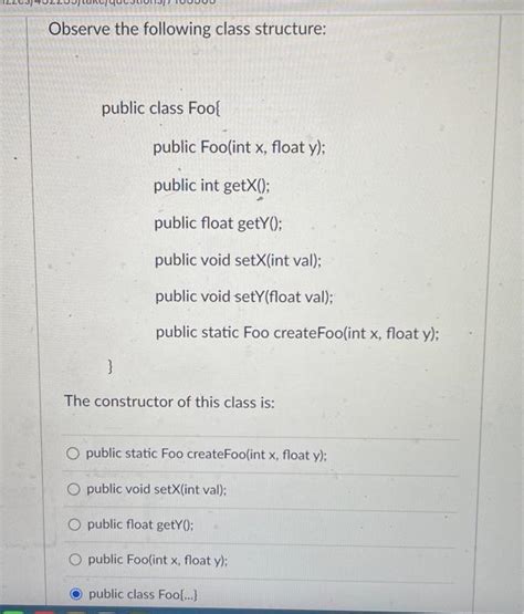 Solved Observe The Following Class Structure Public Class
