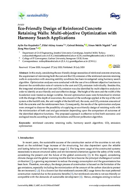 Pdf Eco Friendly Design Of Reinforced Concrete Retaining Walls Multi