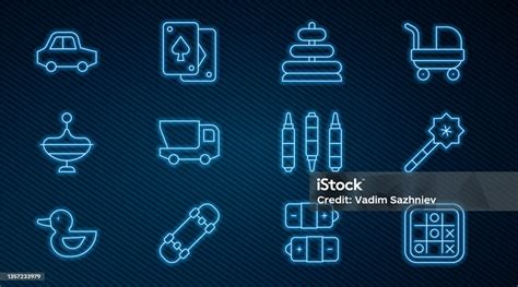 세트 라인 틱 택 발가락 게임 매직 지팡이 피라미드 장난감 장난감 트럭 Whirligig 자동차 마커 펜과 카드 아이콘을 재생합니다 벡터 0명에 대한 스톡 벡터 아트 및