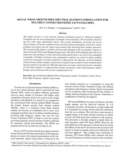 Pdf Signal Wrap Around Free Spectral Finite Element Formulation For Multiply Connected 1d Wave