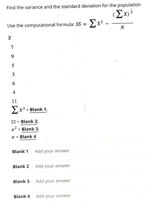 Answered Find The Variance And The Sta Use The… Bartleby