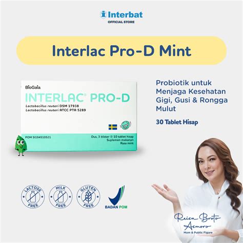 Jual Interlac Pro D Tablet Hisap Mint 3 Strip 10 Tablet Probiotik Untuk Menjaga Kesehatan