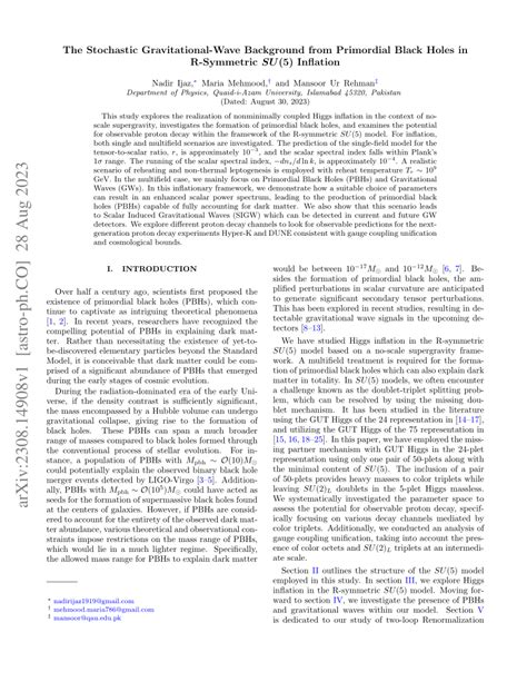 Pdf The Stochastic Gravitational Wave Background From Primordial Black Holes In R Symmetric Su
