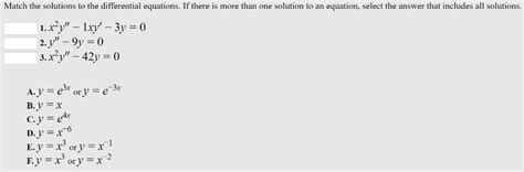 Solved Match The Solutions To The Differential Equations If Chegg