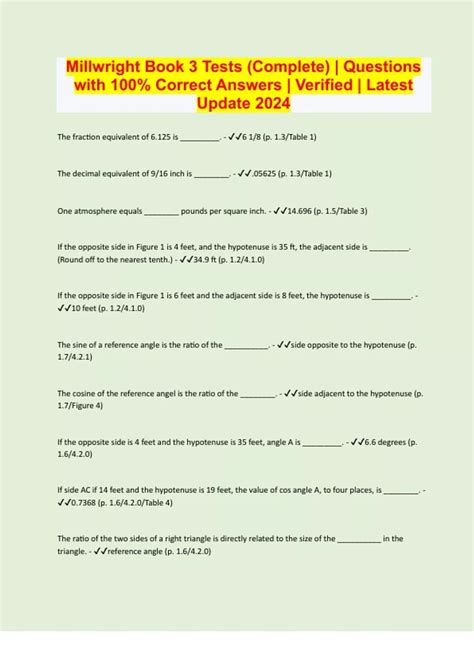Millwright Book 3 Tests Complete Questions With 100 Correct Answers Verified Latest