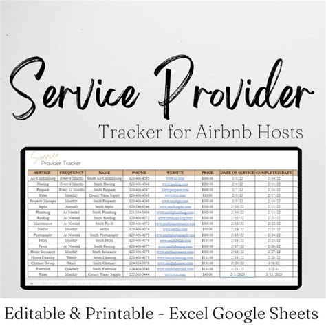 Property Maintenance Tracking Etsy