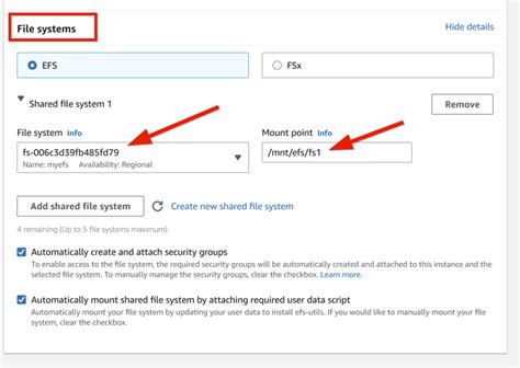 create and mount an amazon efs file system amazon efs to an amazon