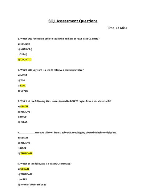 Sql Assessment Pdf