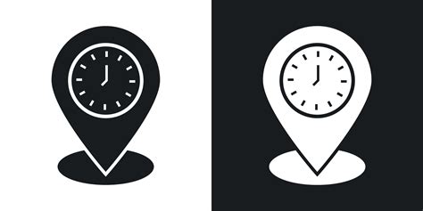 Real Time Location Icon Set Present Place Position Pin Symbol Current Location Sign In Black