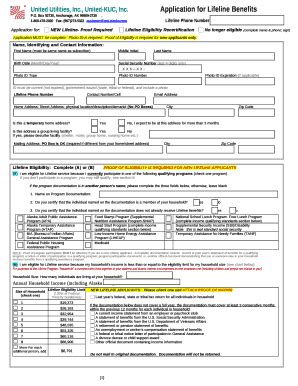 Application For Lifeline Benefits Doc Template Pdffiller