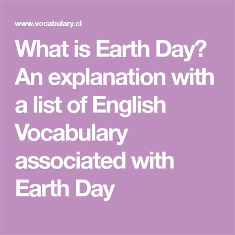 What Is Earth Day An Explanation With A List Of English Vocabulary