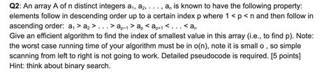 Solved Q2 An Array A ﻿of N ﻿distinct Integers A1a2dotsan