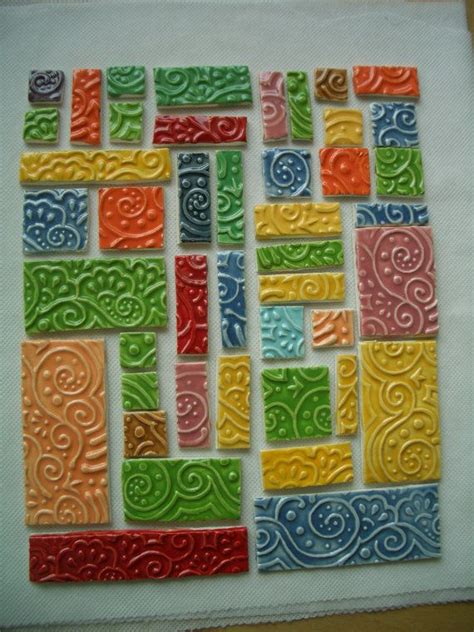 K44 Mehndi Inspired Stamped Rectangle Tiles Ceramic Mosaic Etsy