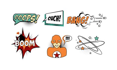 밝은 만화 연설 거품 집합 텍스트 사운드 효과 흰색 바탕에 그림을 벡터 기포에 대한 스톡 벡터 아트 및 기타 이미지 기포