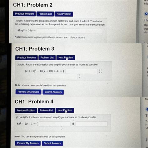 Solved 1 Point Factor Out The Greatest Common Factor First Chegg Com