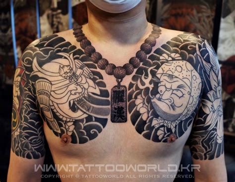 가슴반팔 이레즈미 타투 진행중 Tattoo Work Of 타투월드 Tattoo World