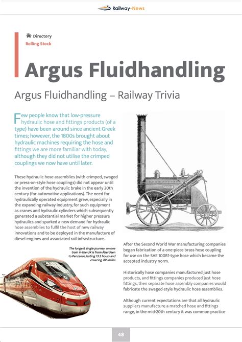 Argus Fluidhandling Railway Trivia Railway News