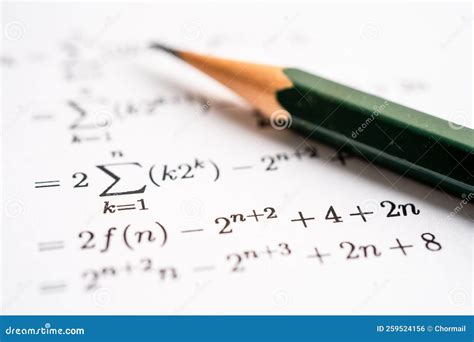 Pencil On Mathematic Formula Exercise Test Paper In Education School