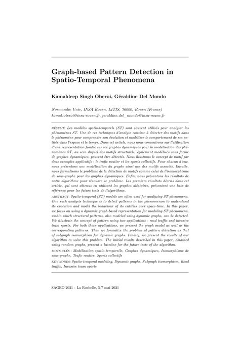 Pdf Graph Based Pattern Detection In Spatio Temporal Phenomena