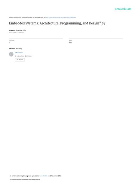 Embedded Systems Architecture Programming And Design By November 2023 Pdf