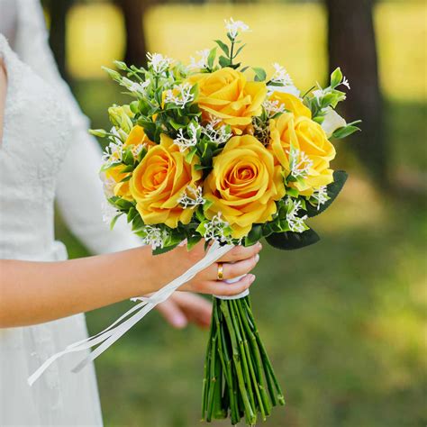 Yellow Rose Wedding Bouquet 60 Photos
