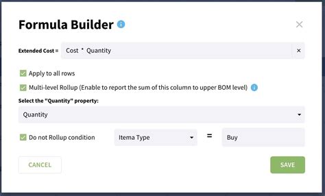 New Formulas Option Conditional Rollup Openbom