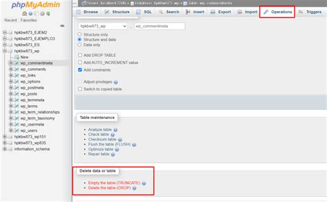 How To Delete A Table In A Database Phpmyadmin