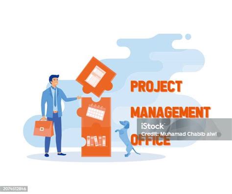프로젝트 관리 사무소 약어 비즈니스 개념 플랫 벡터 현대 일러스트 레이 션 가방에 대한 스톡 벡터 아트 및 기타 이미지 가방