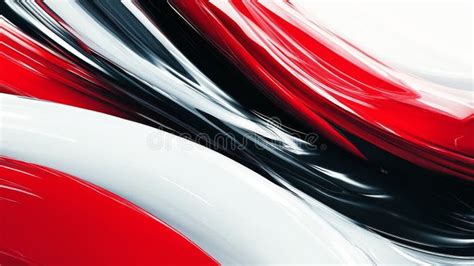 Abstract Red Black And White Fluid Waves With Glossy Texture Artistic Digital Background