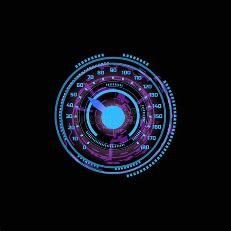 Car Speedometer High Tech Scale Dashboard Digital Neon Speed Gauge Vector Accelerate Measure