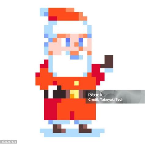 픽셀 아트 산타 클로스 레트로 8 비트 스타일 메리 크리스마스 휴일 산타 레트로 일러스트 벽지 벡터 게임 요소 1990 1999 년에 대한 스톡 벡터 아트 및 기타 이미지