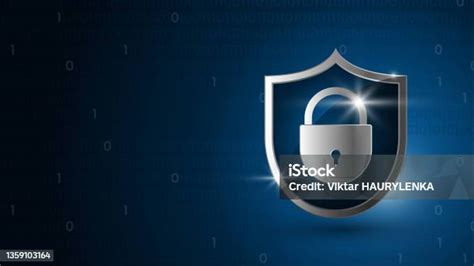 잠금 및 방패 데이터 보호 보안 개념입니다 인터넷 및 전자 기기에서 데이터 암호화를 사용할 수 있습니다 진한 파란색 배경의 이진 숫자입니다 3d 사실적 벡터 방패에 대한