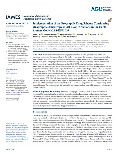 Pdf Implementation Of An Orographic Drag Scheme Considering