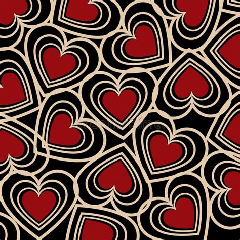 Hypnotic Heart Stripe Black Red Love Pattern Stock Illustration