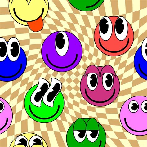 Retro Smiley Face Pattern Stock Illustrations 1 556 Retro Smiley Face